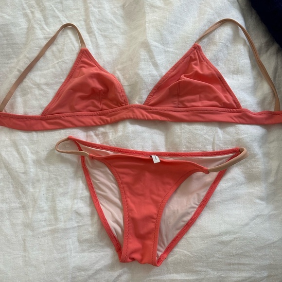 SOLID & STRIPED | Swim | Solid Striped Never Worn Coral Orange Bikini ...